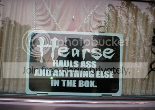 Hilarious hearse sign | Halloween Forum